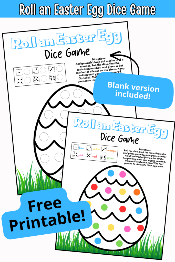 Roll an Easter Egg Printable Dice Game - Balanced with Babies